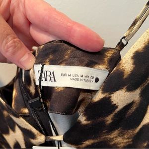 Dresses | Zara Animal Print Satin Dress | Poshmark